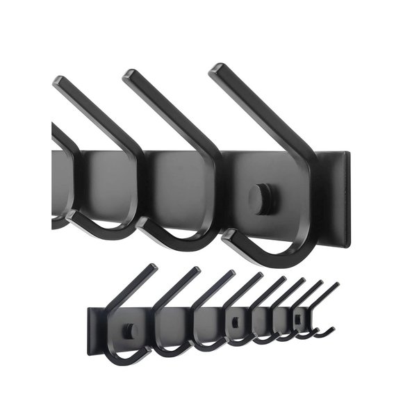 WEBI | Wall Decor | Webi Black Wall Mount Metal Coat Rack Heavy Duty 6 ...